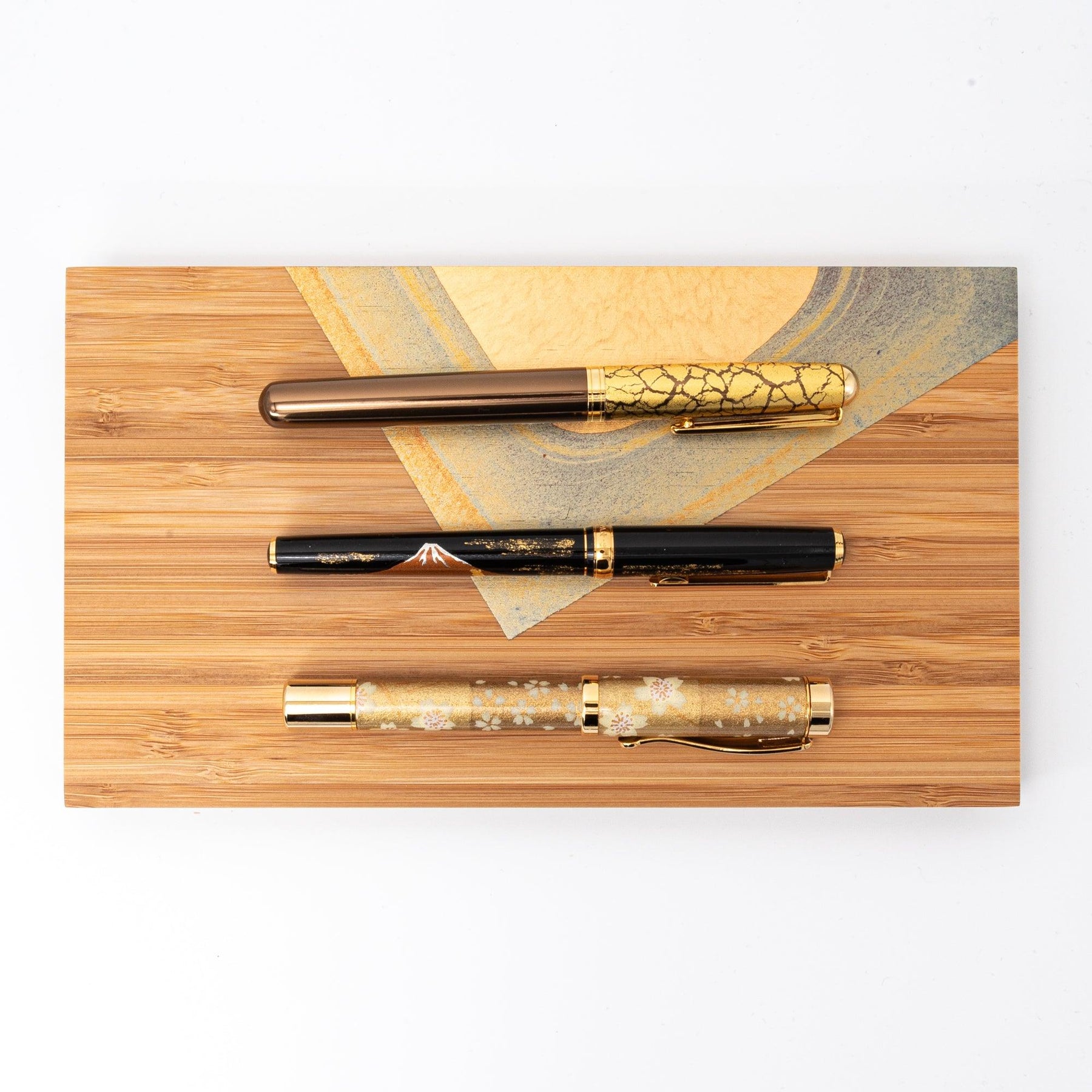 Bamboo Rectangular Pen Tray with Gold Leaf - Hakuichi