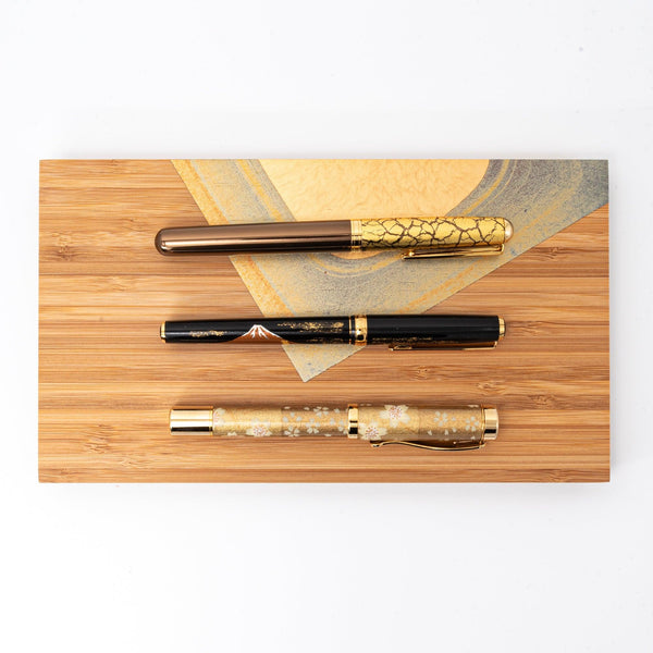 Bamboo Rectangular Pen Tray with Gold Leaf - Hakuichi