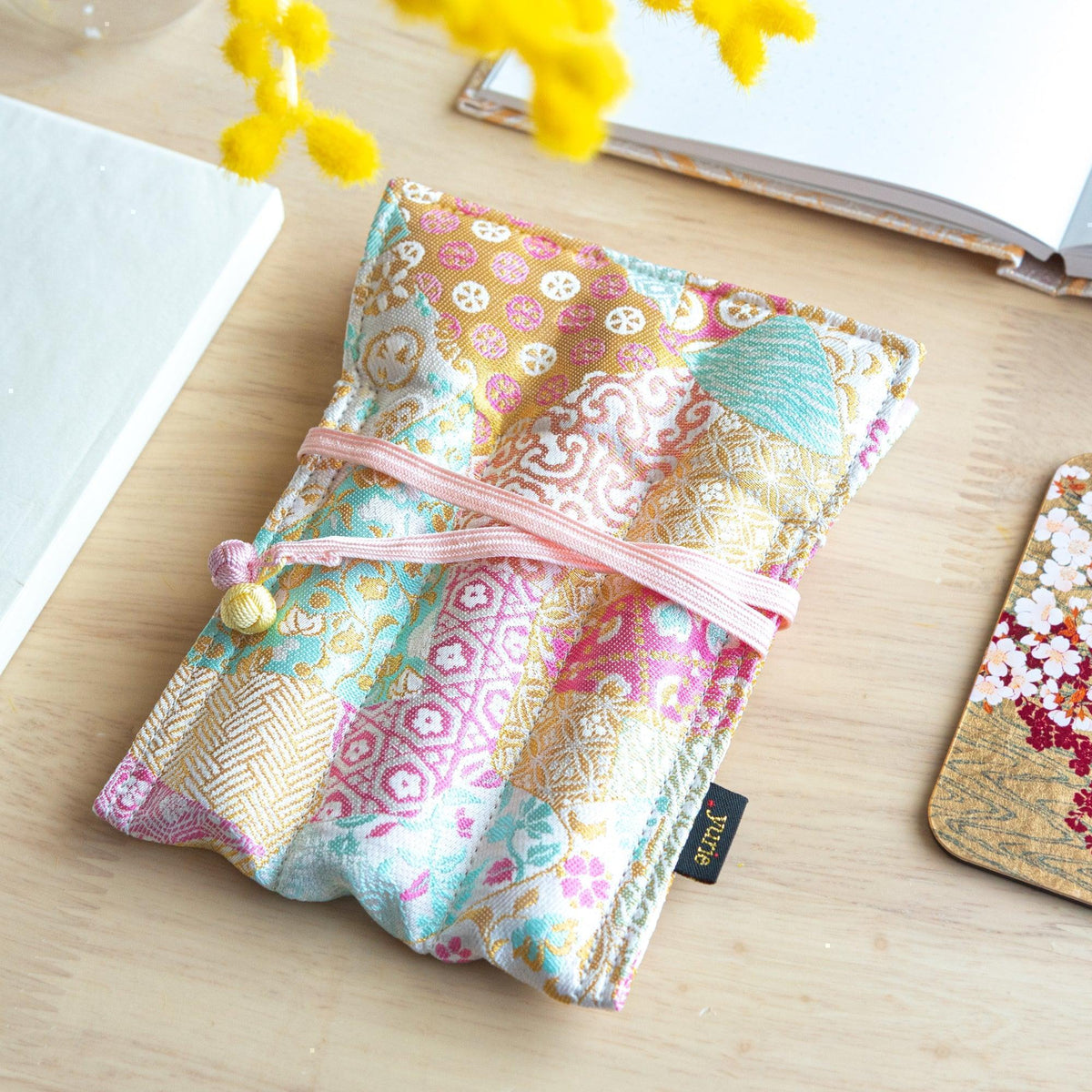 Blooming Patchwork Nishijin Silk Fountain Pen Case - Triple Slot