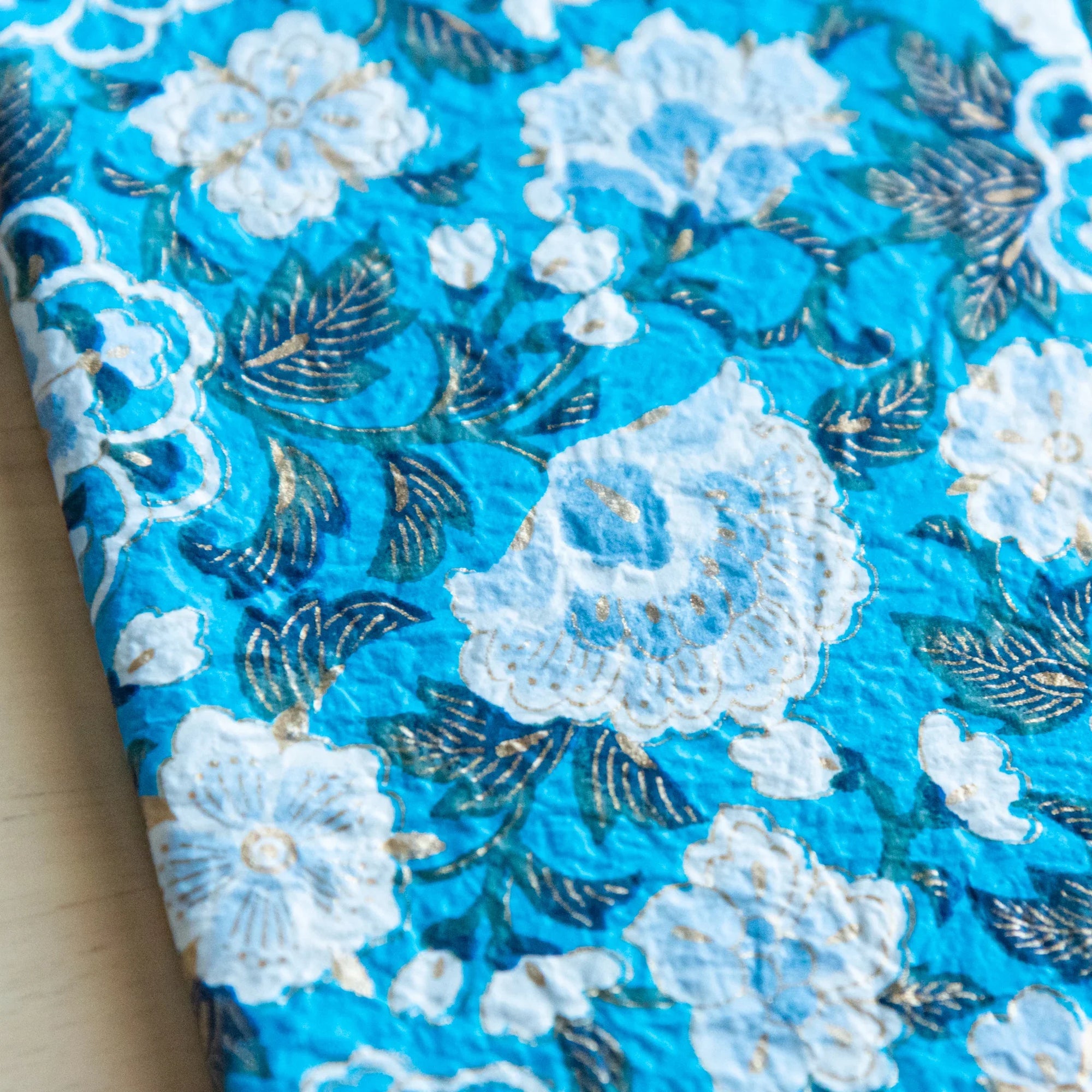 Blue Garden Hand-Dyed Yuzen Washi Japanese Book Cover (A6) - Japanese ...