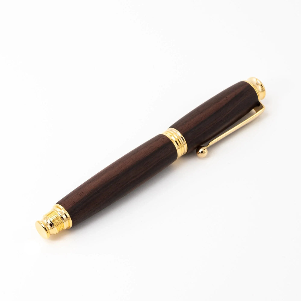 Ebony Wood Screw Cap Japanese Fountain Pen - Japanese Stationery Store
