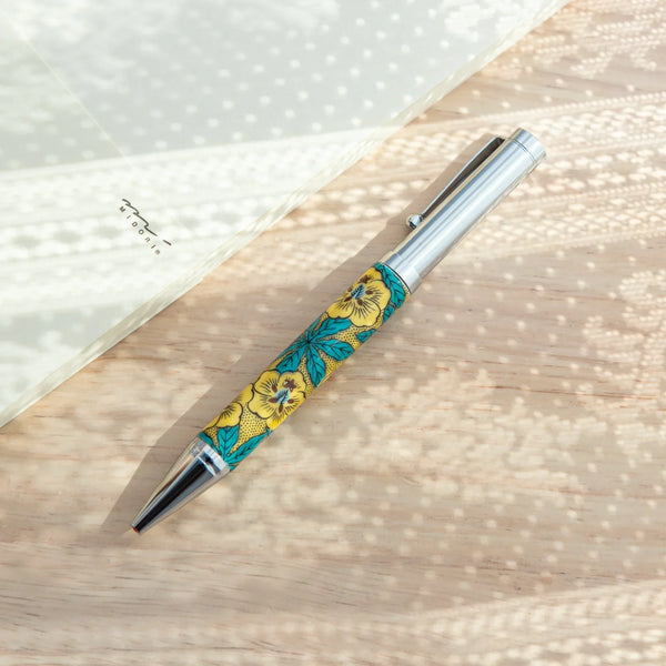 Hollyhock Kutani Ceramic Japanese Ballpoint Pen | Komorebi Stationery
