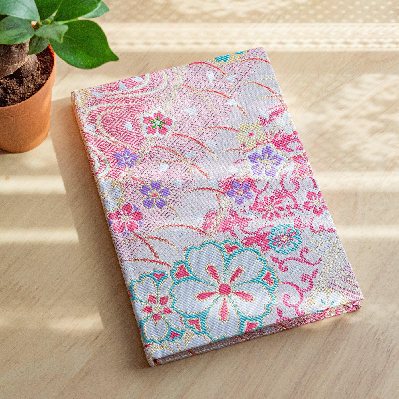 Nishijin Textile Sakura Brocade Notebook - Japanese Stationery Store