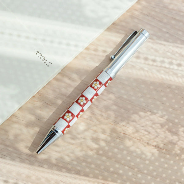Plum Blossom Checkered Kutani Ceramic Japanese Ballpoint Pen | Komorebi ...
