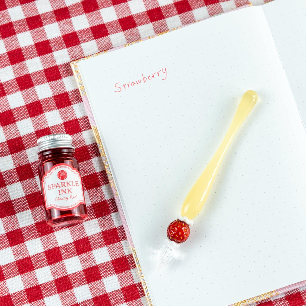 Strawberry Cake Glass Dip Pen - Guridrops- Japanese Stationery Store