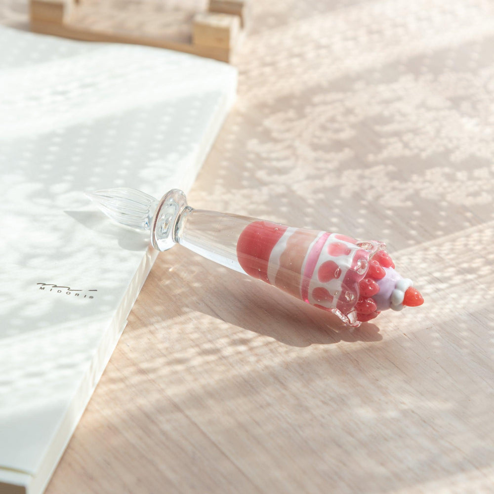 Strawberry Parfait Japanese Glass Dip Pen | Komorebi Stationery