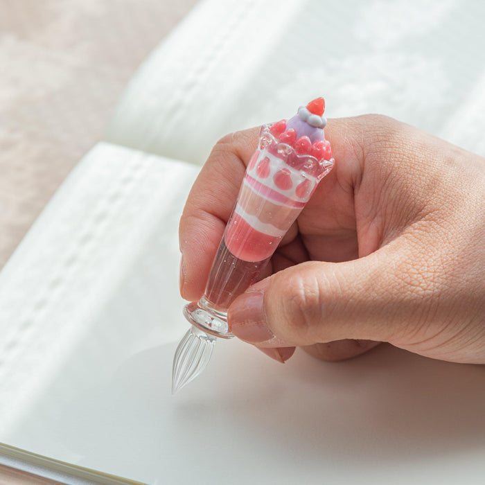 Strawberry Parfait Japanese Glass Dip Pen | Komorebi Stationery