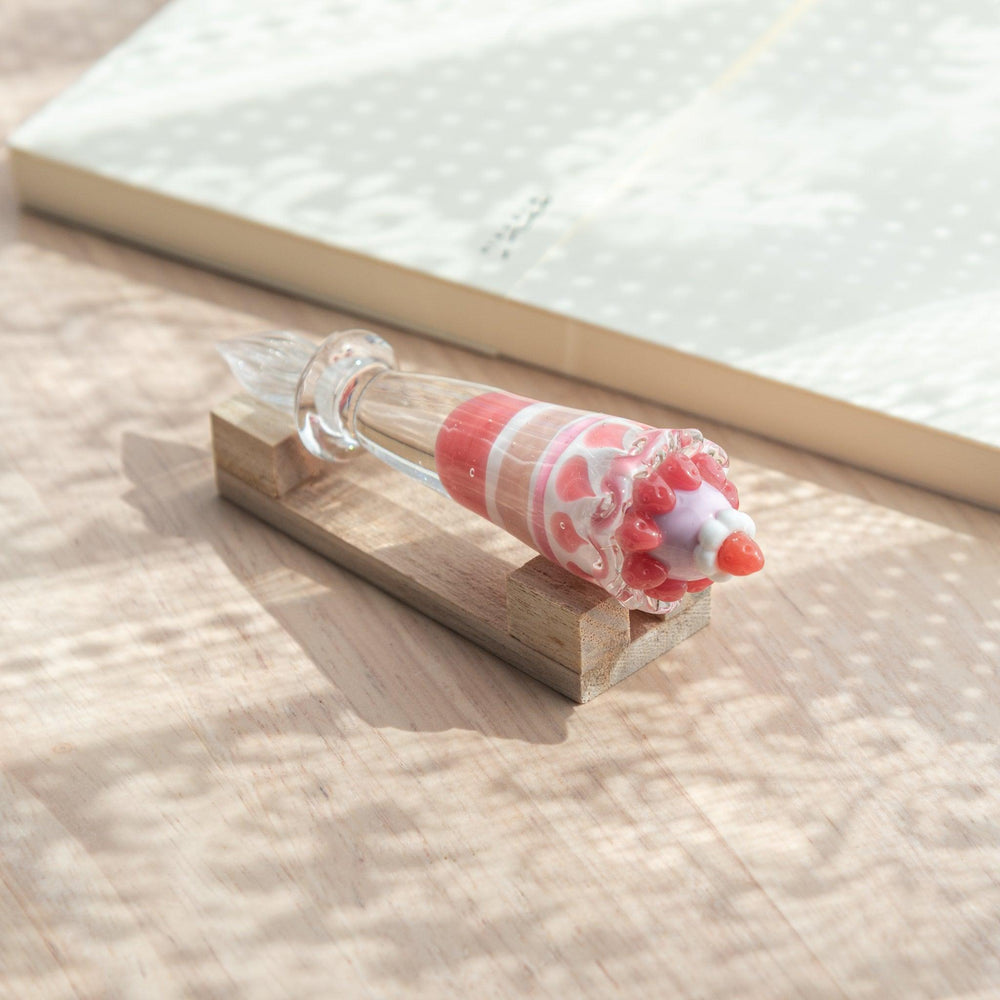Strawberry Parfait Japanese Glass Dip Pen | Komorebi Stationery