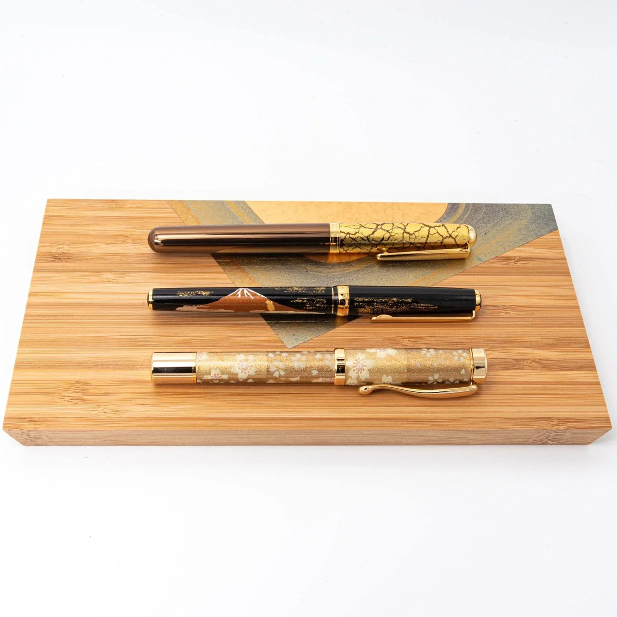 Bamboo Rectangular Pen Tray with Gold Leaf - Hakuichi