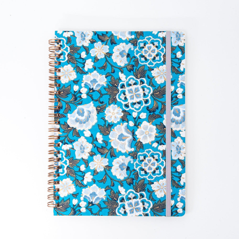 Blue Garden Hand-Dyed Yuzen Washi Spiral Notebook | A5- Japanese ...