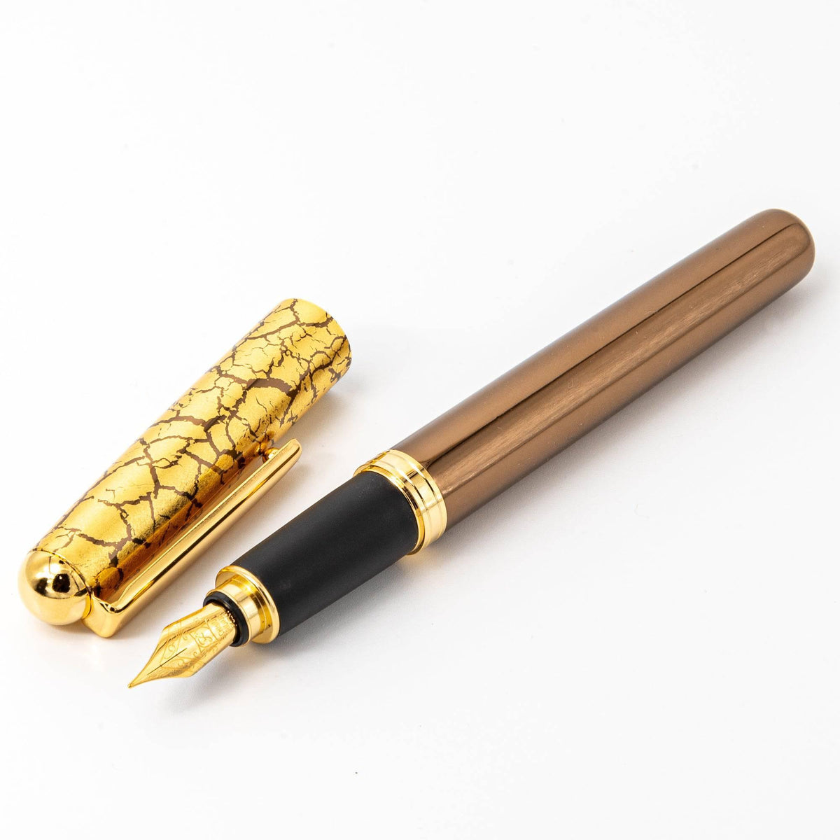 Crack Pattern Gold Leaf Brown Japanese Fountain Pen - Japanese ...
