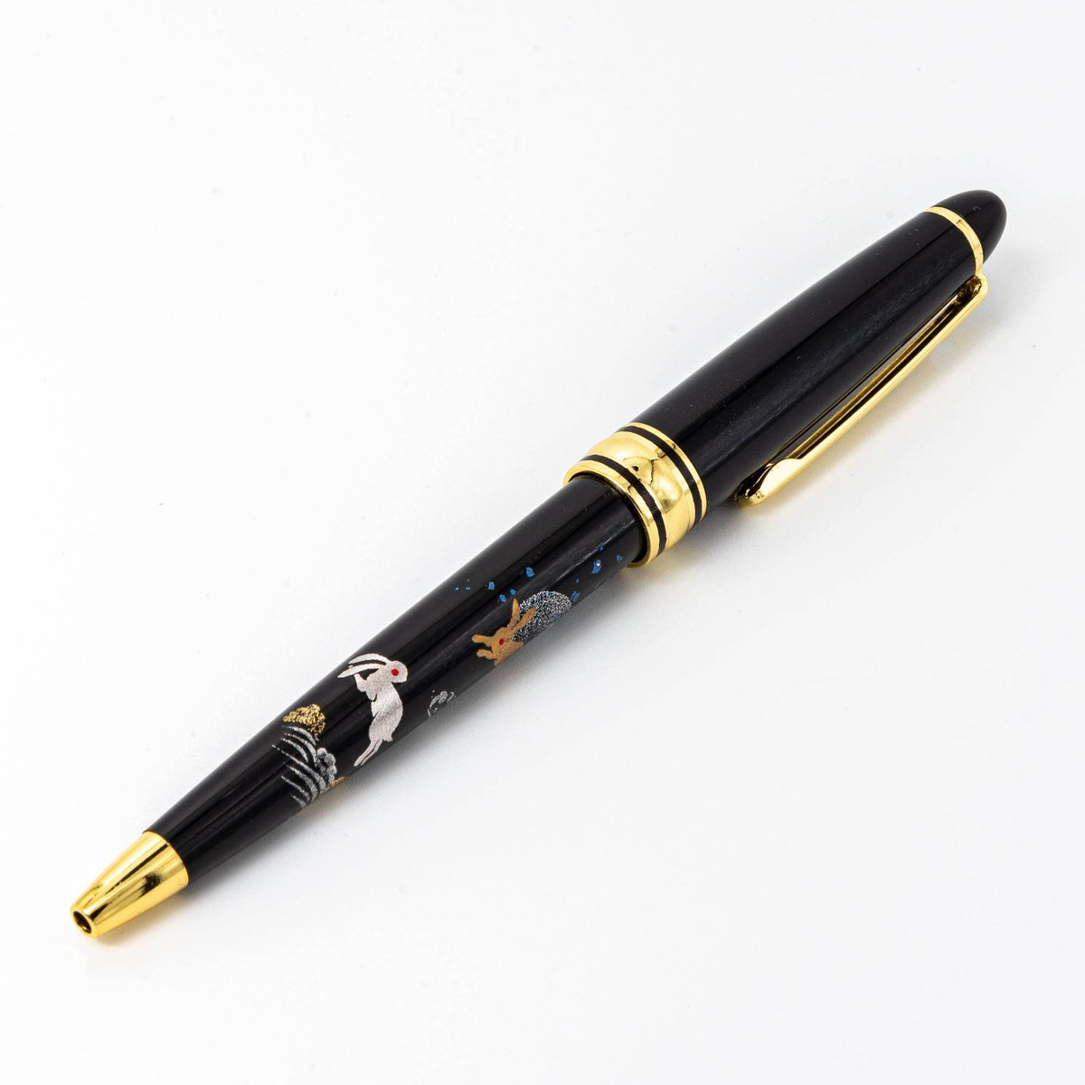 Gold Makie Rabbit and Moon Ballpoint Pen - Hakuichi - Japanese ...