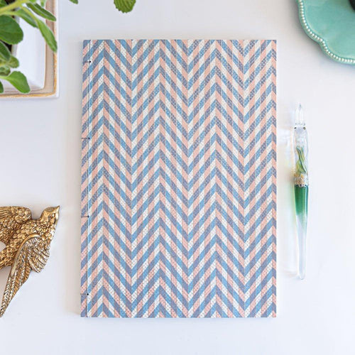 Light Blue Chevron Yuzen Washi Japanese Binding Notebook | B5- Japanese ...